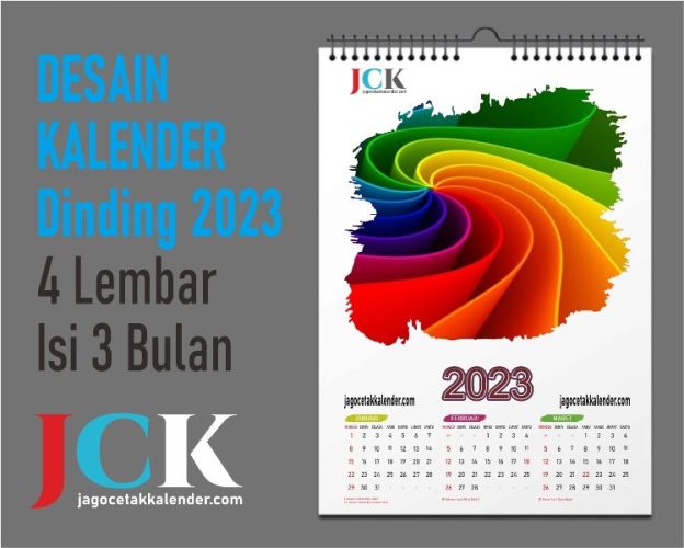 Desain Kalender 2023 - 4 Lembar Isi 3 Bulan